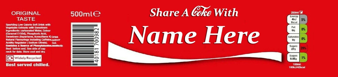 4 X Personalised Coca Cola Bottle Labels to Fit 500ml Party Favour ...