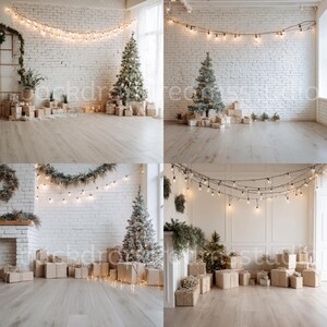 Boho Christmas Digital Backdrops | Cozy Festive Backgrounds | Warm ...