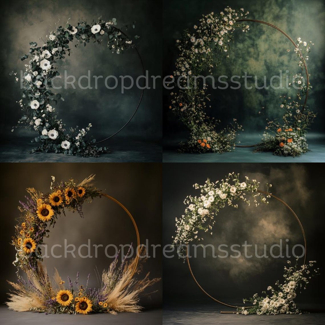 20 Floral Ring Overlays | Digital Backdrops for Stunning Maternity ...