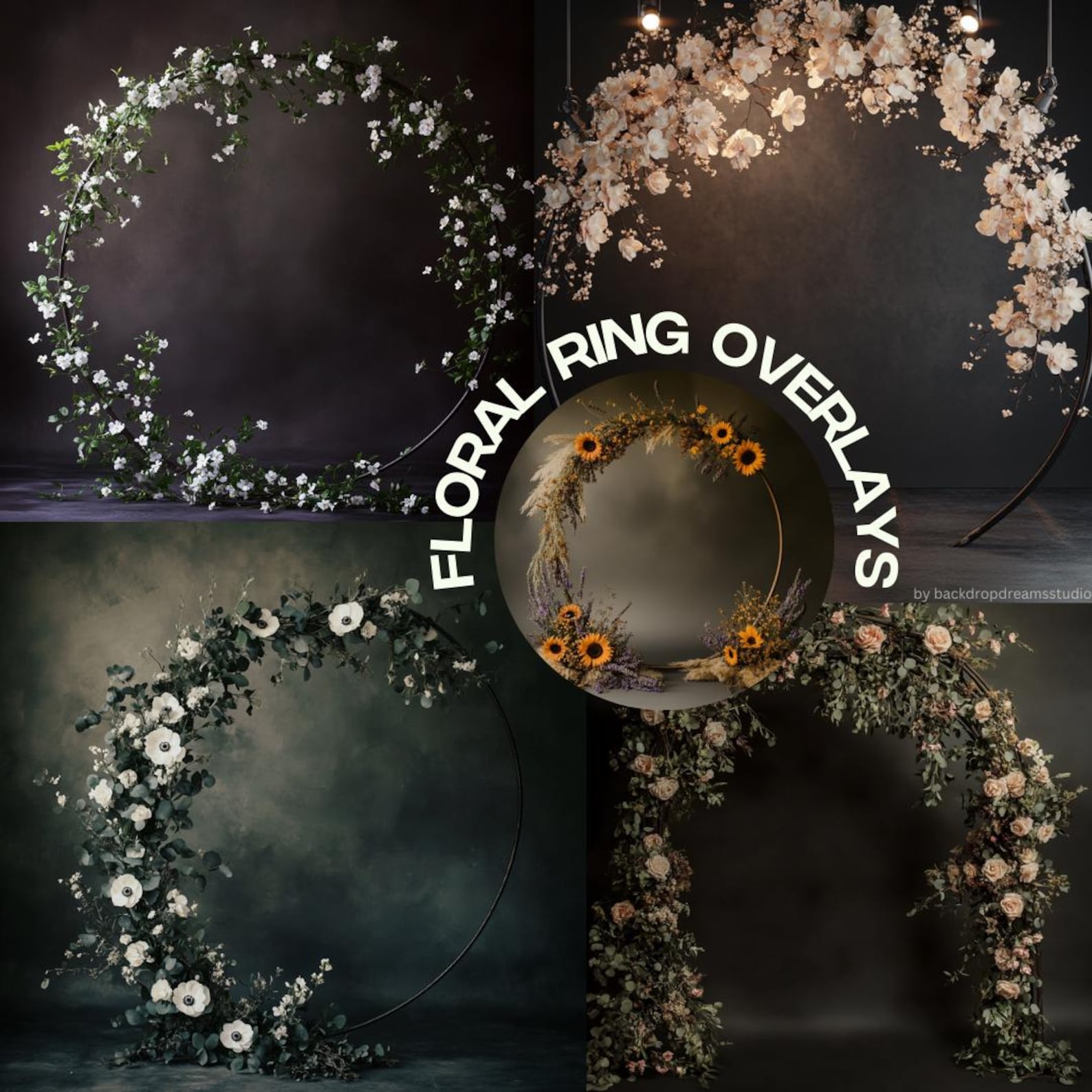 20 Floral Ring Overlays | Digital Backdrops for Stunning Maternity ...