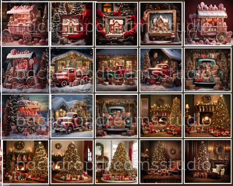 100 Christmas Digital Backdrops Digital Background - Etsy