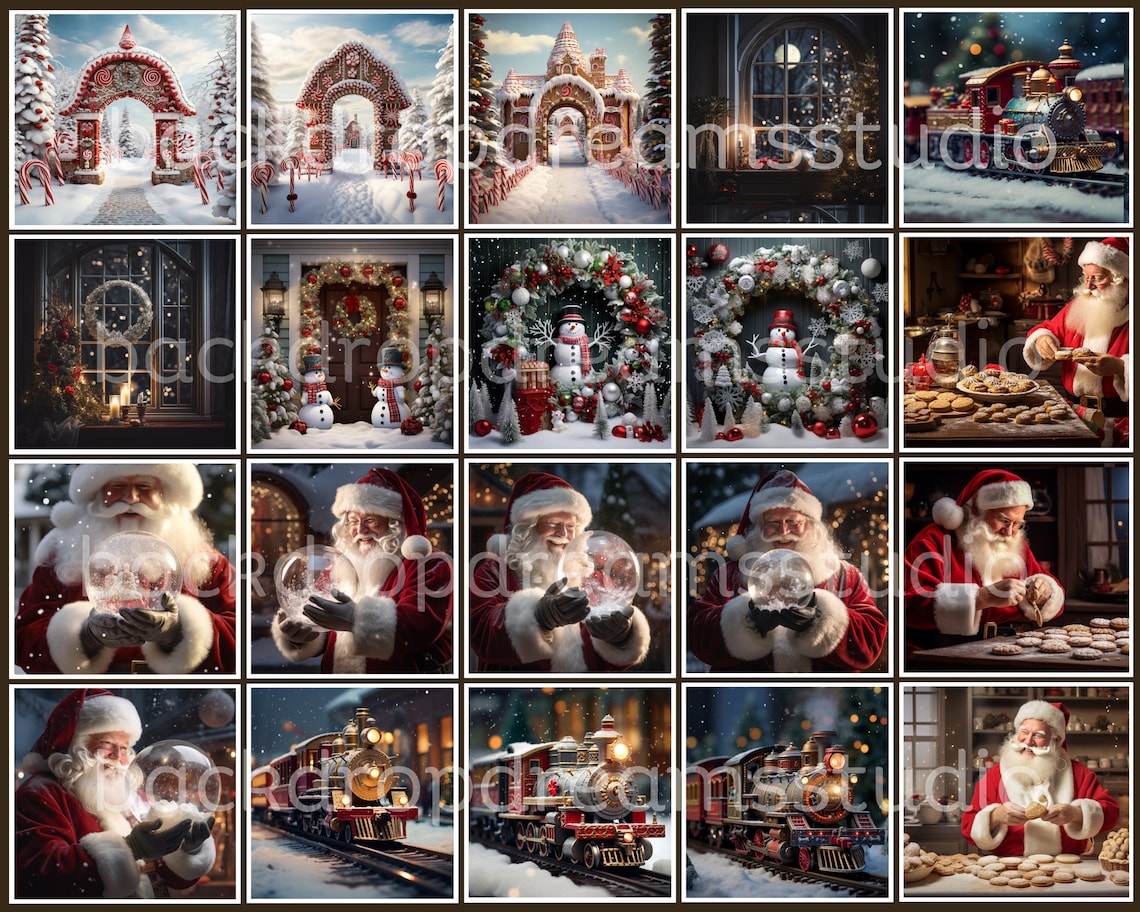 100 Christmas Digital Backdrops Digital Background - Etsy