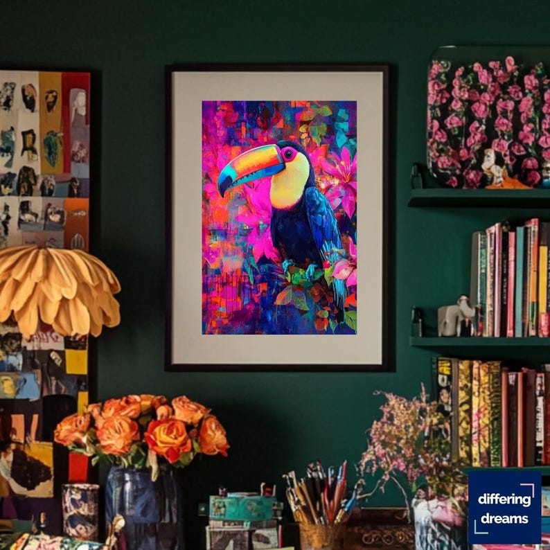 Vibrant Toucan Wall Art, Colorful Tropical Bird Print, Jungle Decor ...