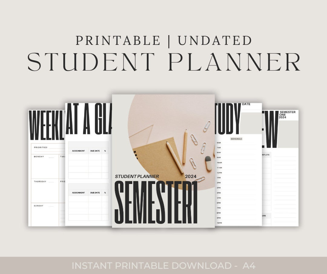 SEMESTER PLANNER | Aesthetic University Student Study Planner - Etsy