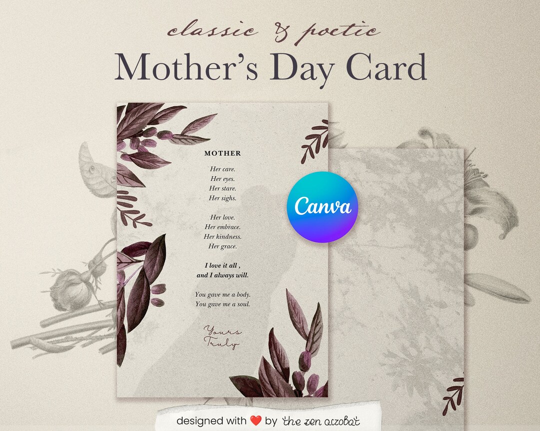 Personalized Mothers Day Poetry Card, Personalized Gift for Mom ...