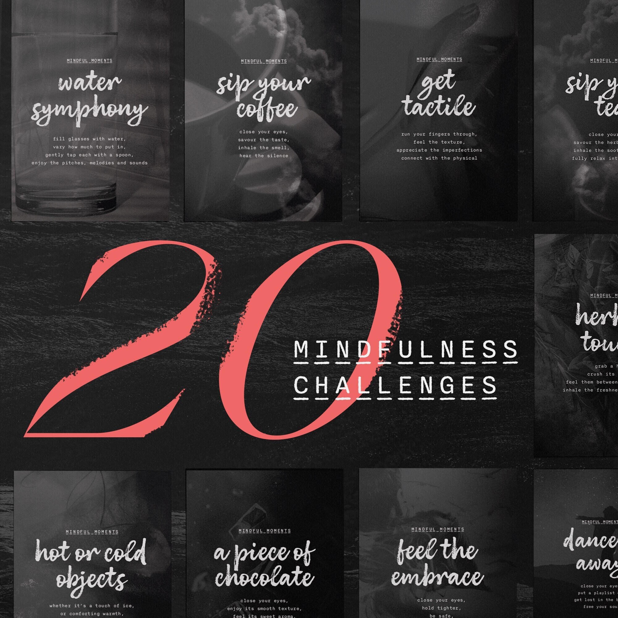 A5 Mindfulness Challenge Cards for Anxiety Relief, Mindful Movement ...