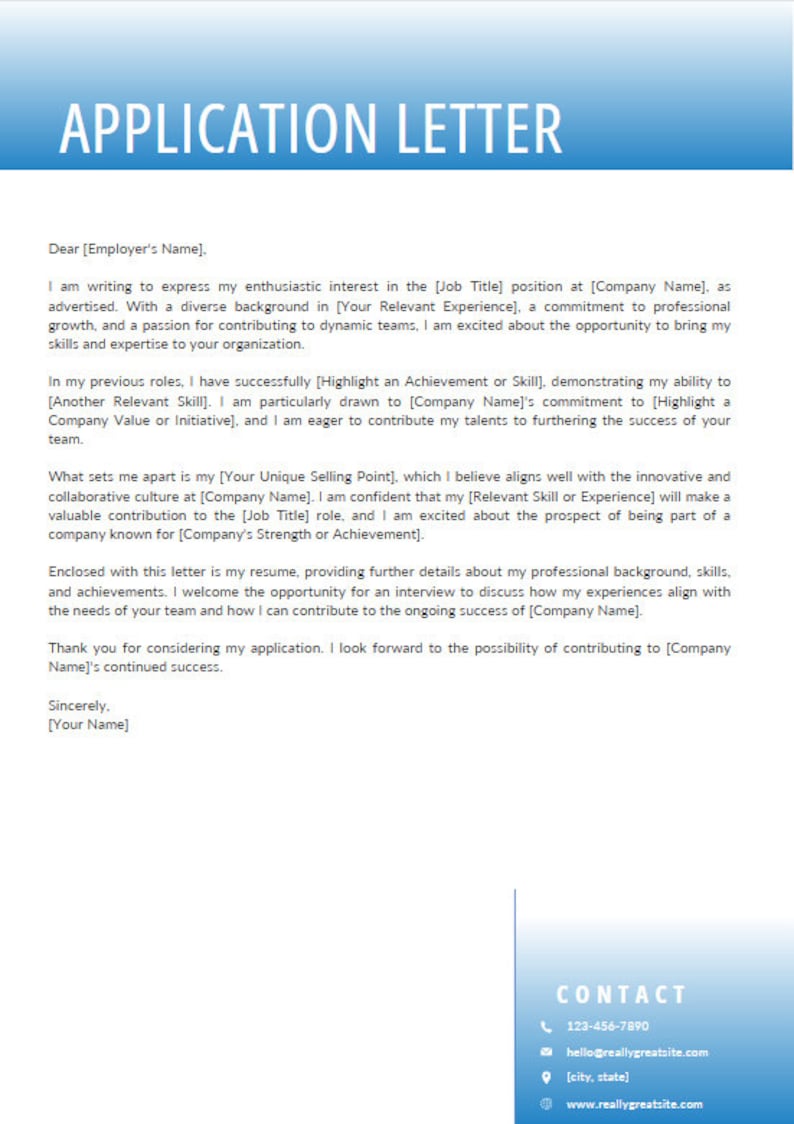 CV Resume Template Light Blue - Etsy