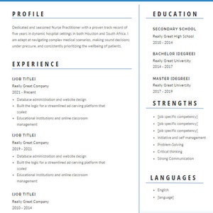 CV Resume Template Light Blue - Etsy
