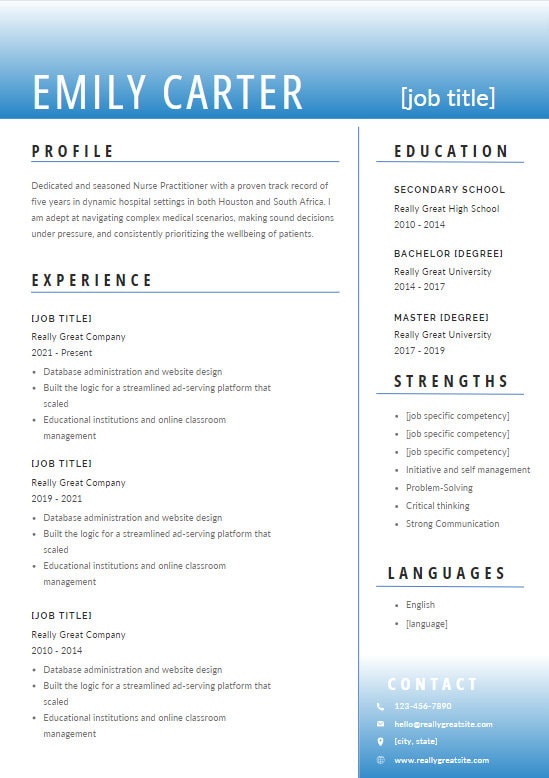 CV Resume Template Light Blue - Etsy