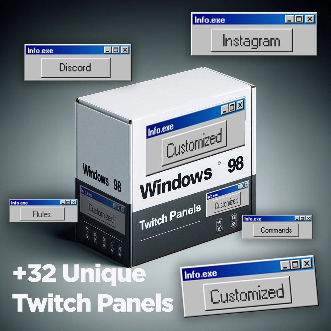 Windows 98 Twitch Panels: Retro Gaming Stream Overlay (digital Download ...