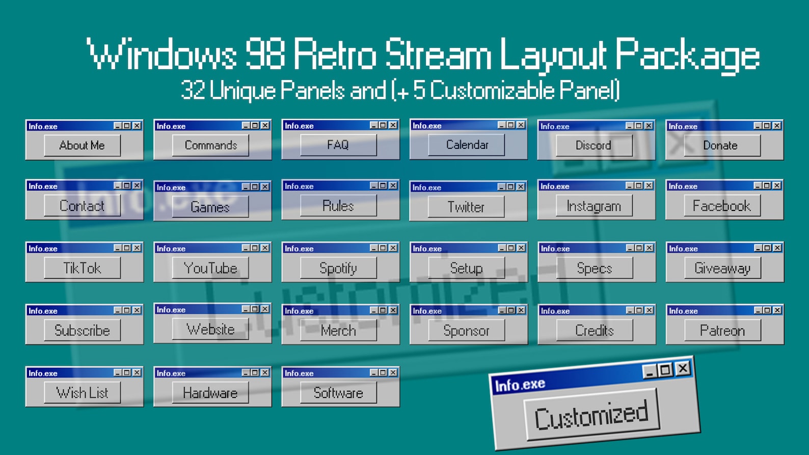 Windows 98 Twitch Panels: Retro Gaming Stream Overlay (digital Download ...