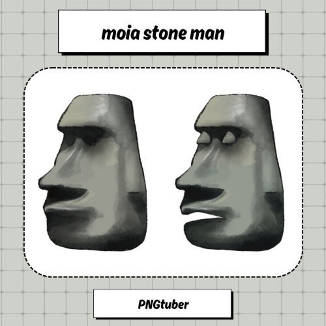 Pngtuber Moia Stone Man, Moai Vtuber - Hand, Keyboard, Mouse Assemblies Included, Ready to Use ...