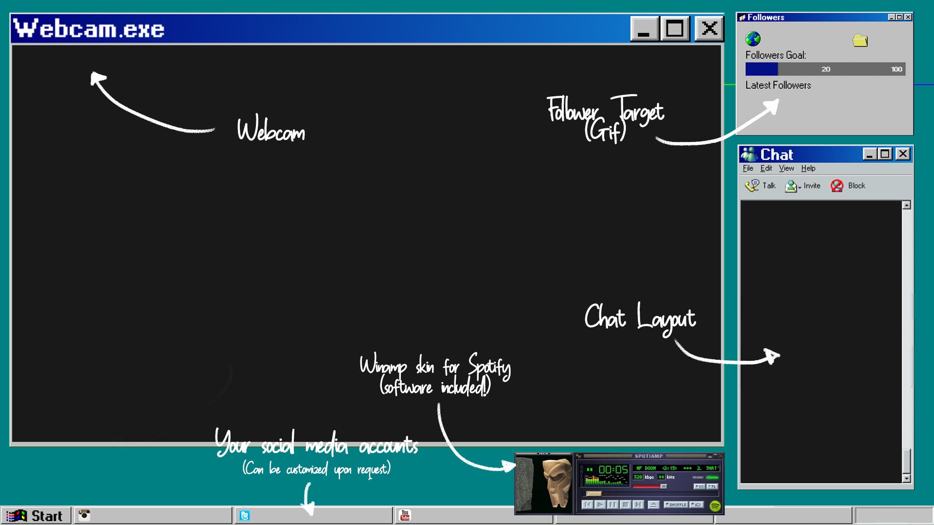 Windows 95 98 Retro Classic Aesthetic Twitch Retro Stream Overlay ...