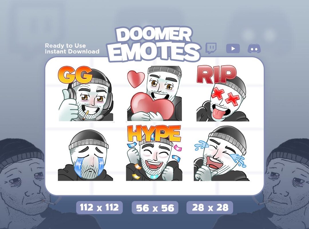 Doomer Wojak Emotes Bunde Set for Streamer, Twitch Emote, Kick Emoji ...