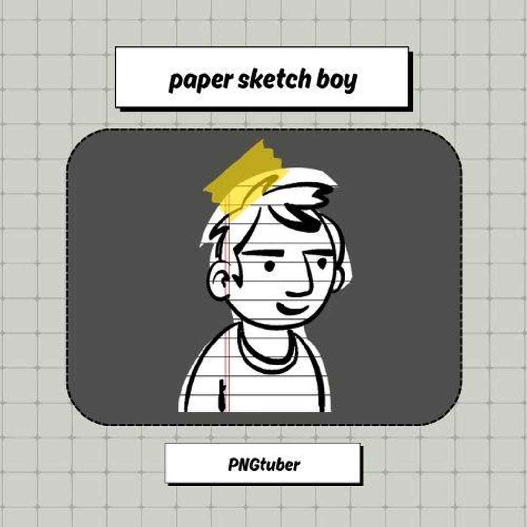 Hand-drawn Paper Pngtuber, Sketch Vtuber, Paper Man, Cute Boy Pngtuber ...
