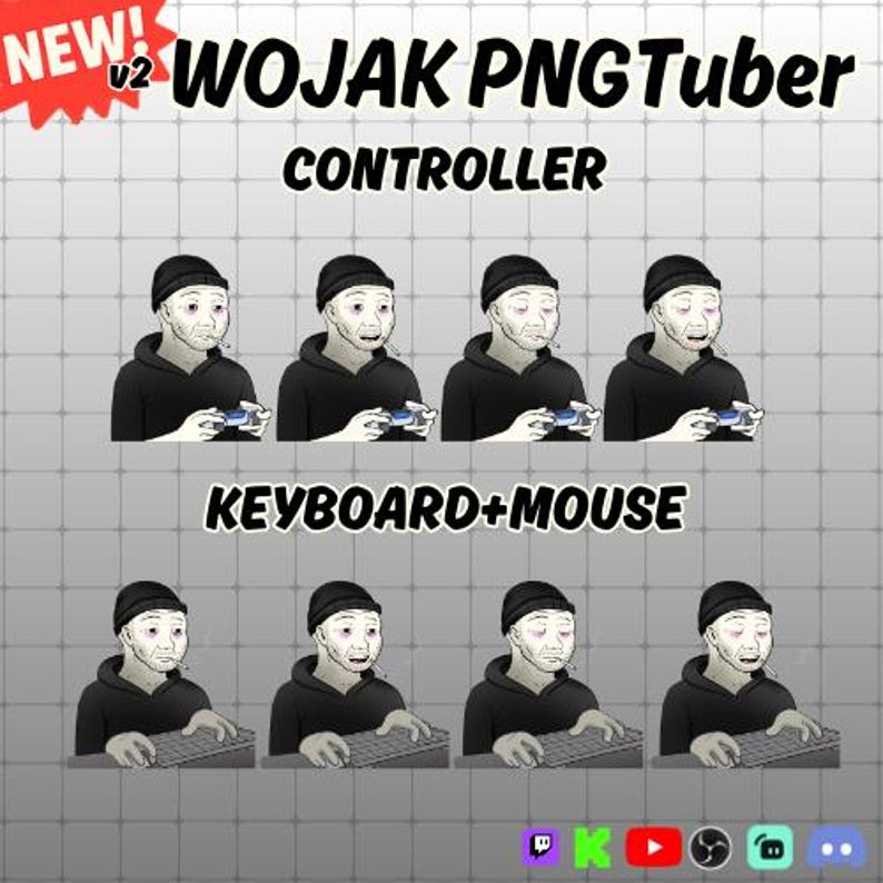 Wojak Pngtuber V2 Giftuber, Doomer Vtuber - Controller + Hand, Keyboard ...