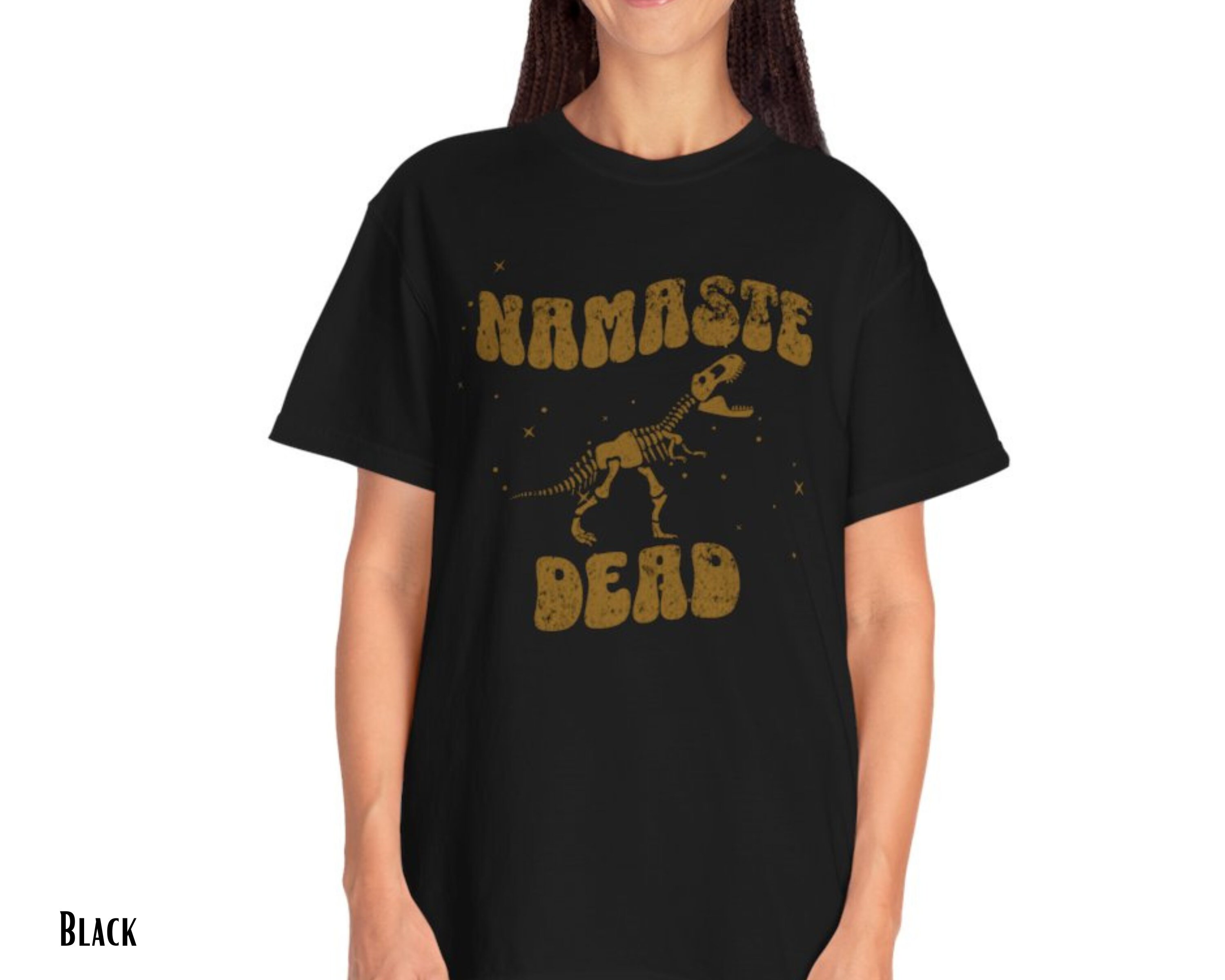Namaste Dead Vintage Distressed Skeleton Dinosaur Funny Shirt From ...