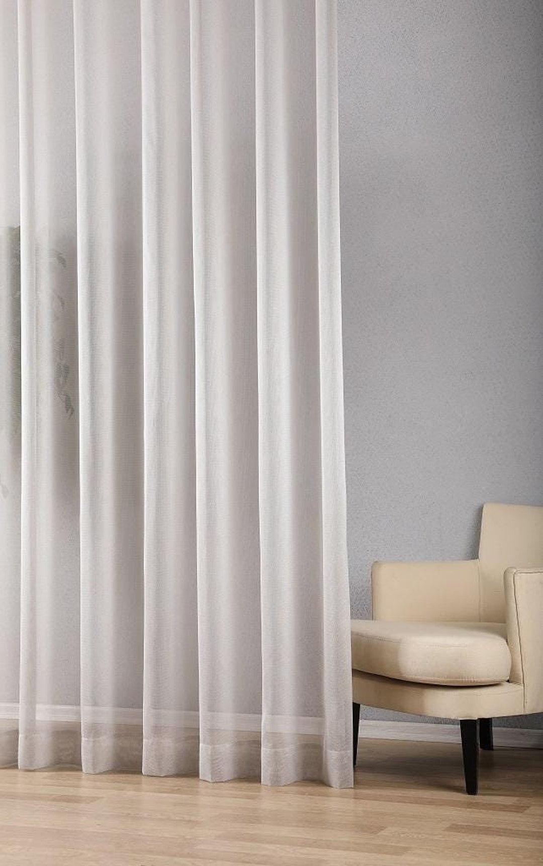 Sheer Curtain, Semi-transparent Window Panels for Living Room, Bedroom ...