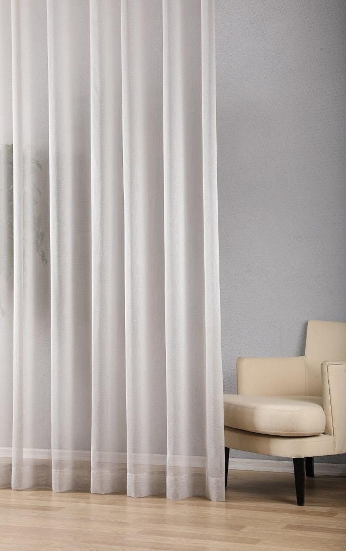 Sheer Curtain, Semi-transparent Window Panels for Living Room, Bedroom ...
