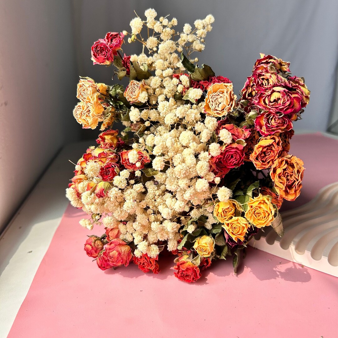 Dried Rose Dried Flowers Bouquet,home Decor,rustic Vintage Bouquet ...