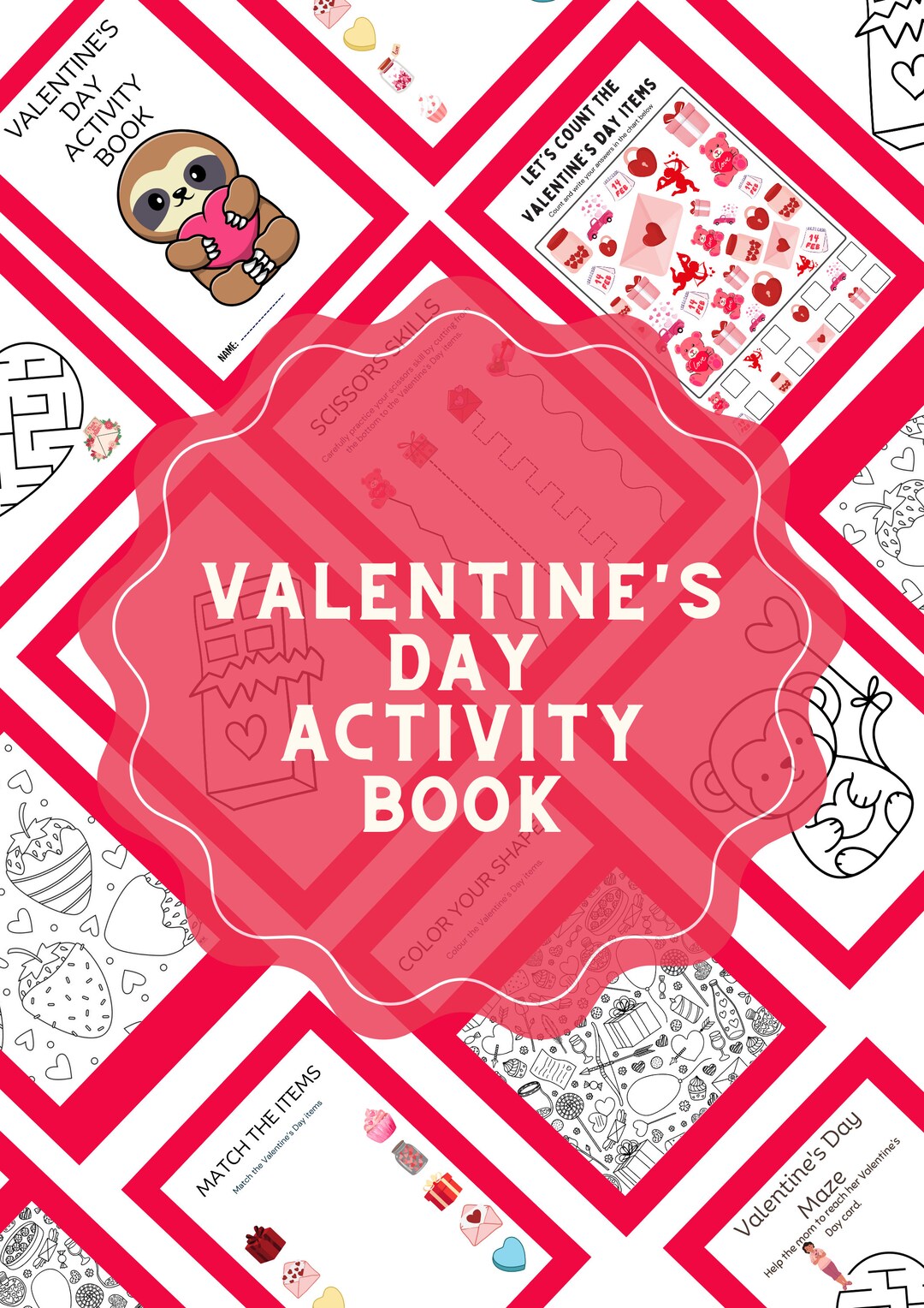 Valentine's Day Activity Book Preschool Activities and Coloring ...