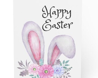 Happy Easter Printable Card | Colorful Card | Cute Easter Card | Rabbit Easter Gift | PDF, JPG ...