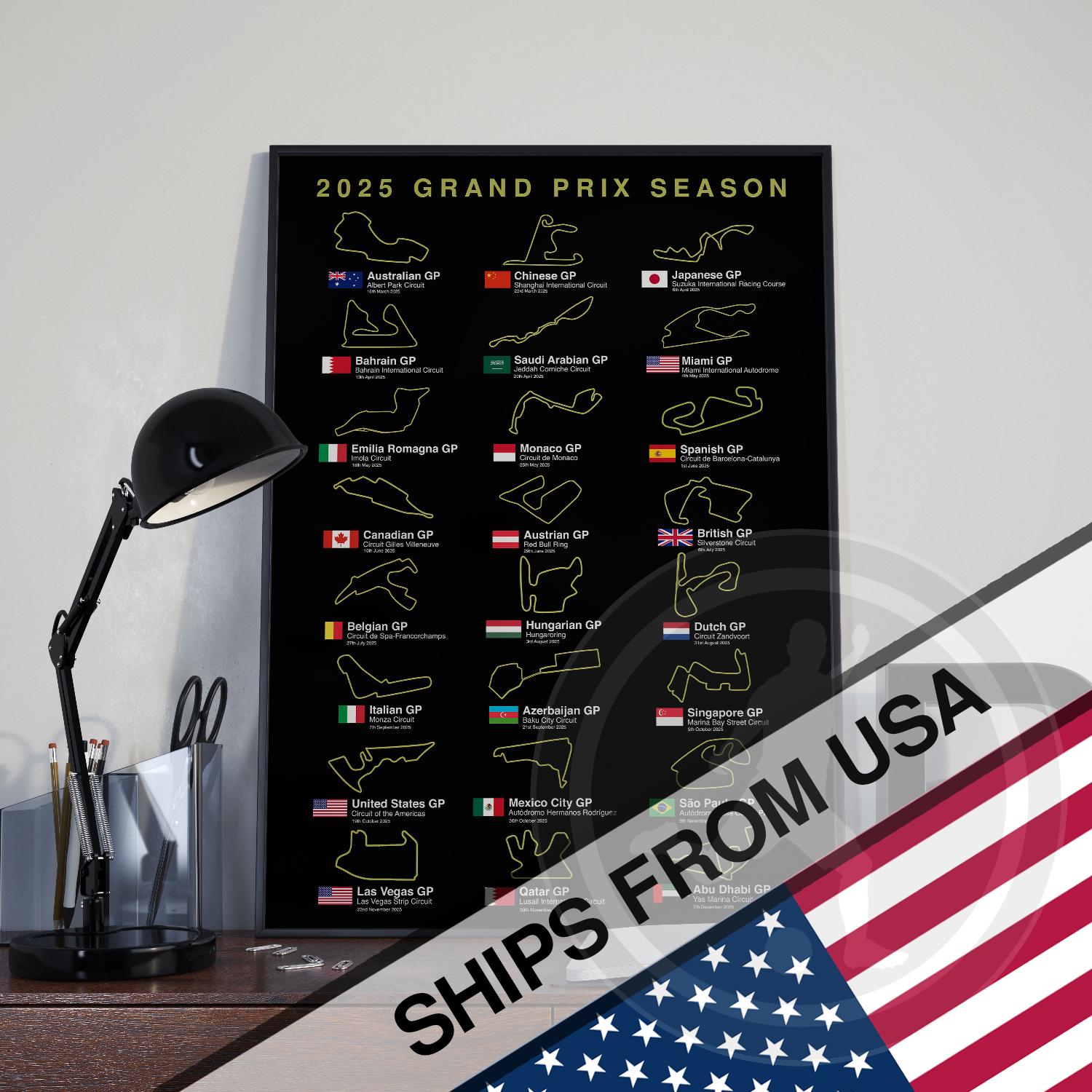 2026 F1 Calendar Poster, Grand Prix Race Track Schedule, Motorsport Fan ...