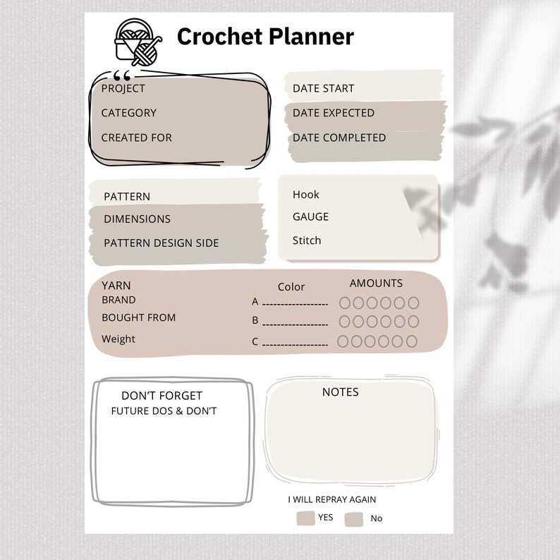 Crochet Planner Printable, Crochet Planner Minimalist ,crochet Journal ...