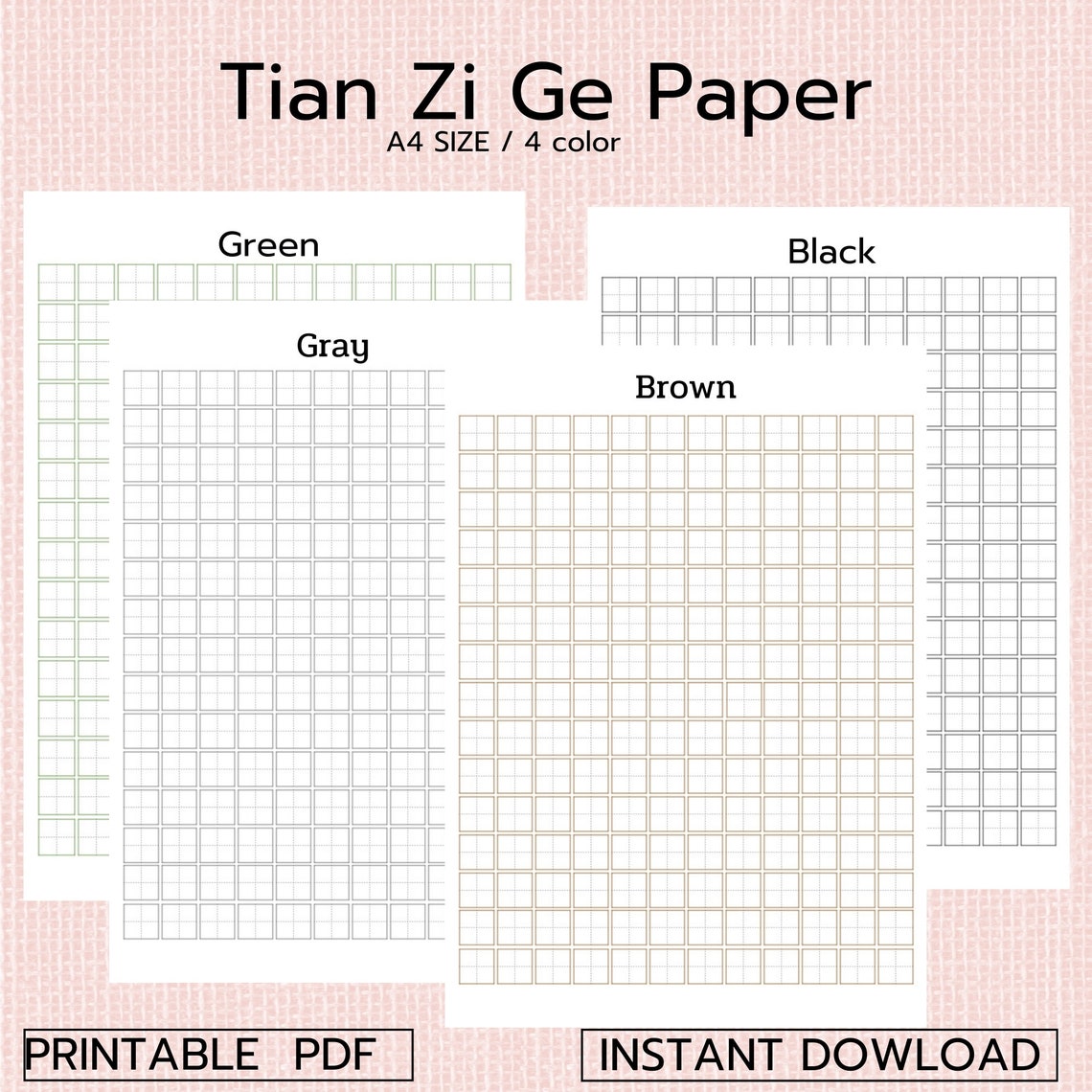 Tian Zi Ge Chinese Writing Practice Paper With Pinyin A4 (PDF) - Etsy