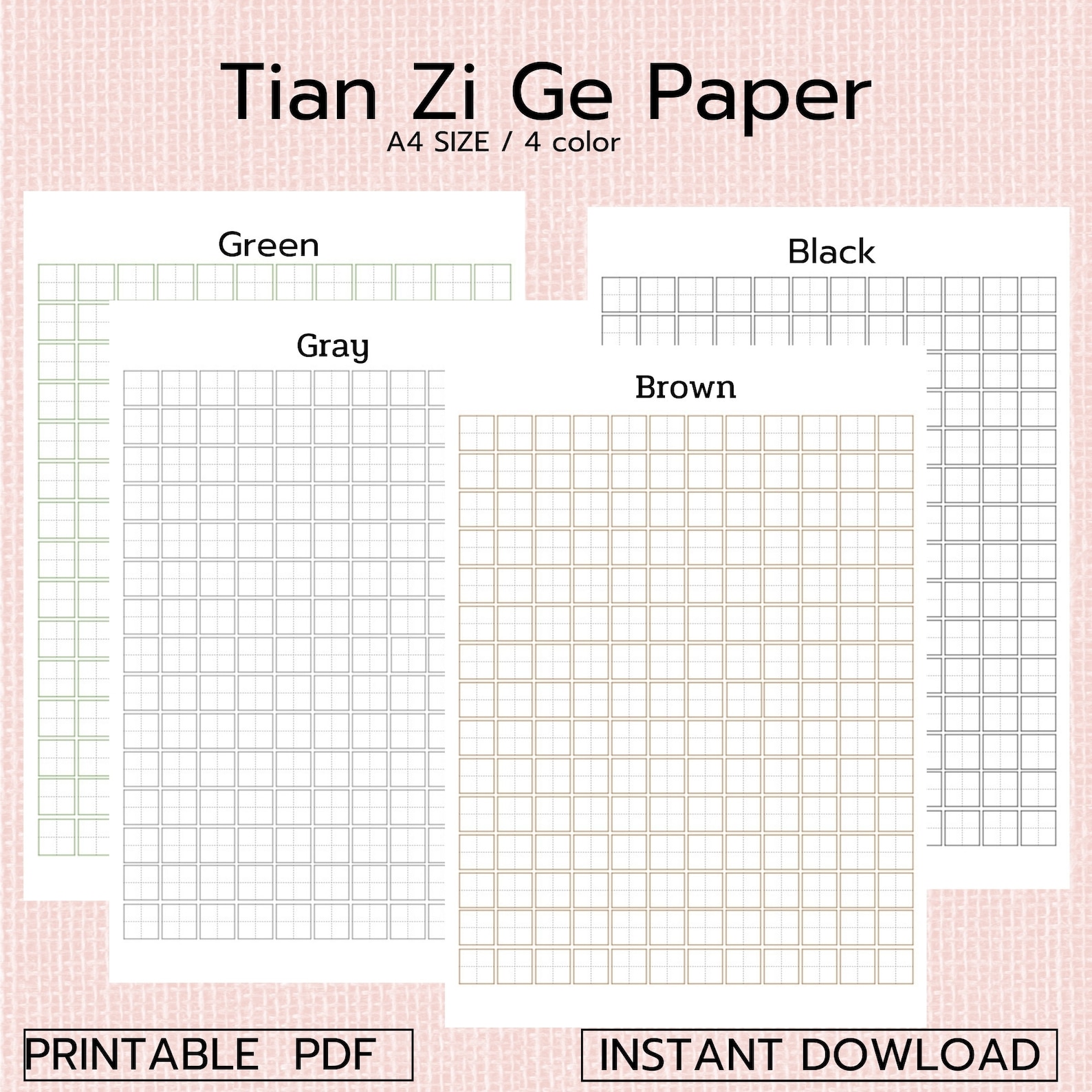 Tian Zi Ge Chinese Writing Practice Paper With Pinyin A4 (PDF) - Etsy