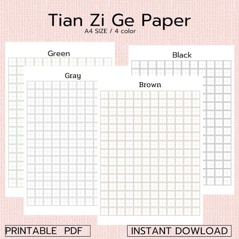 Tian Zi Ge Chinese Writing Practice Paper With Pinyin A4 (PDF) - Etsy
