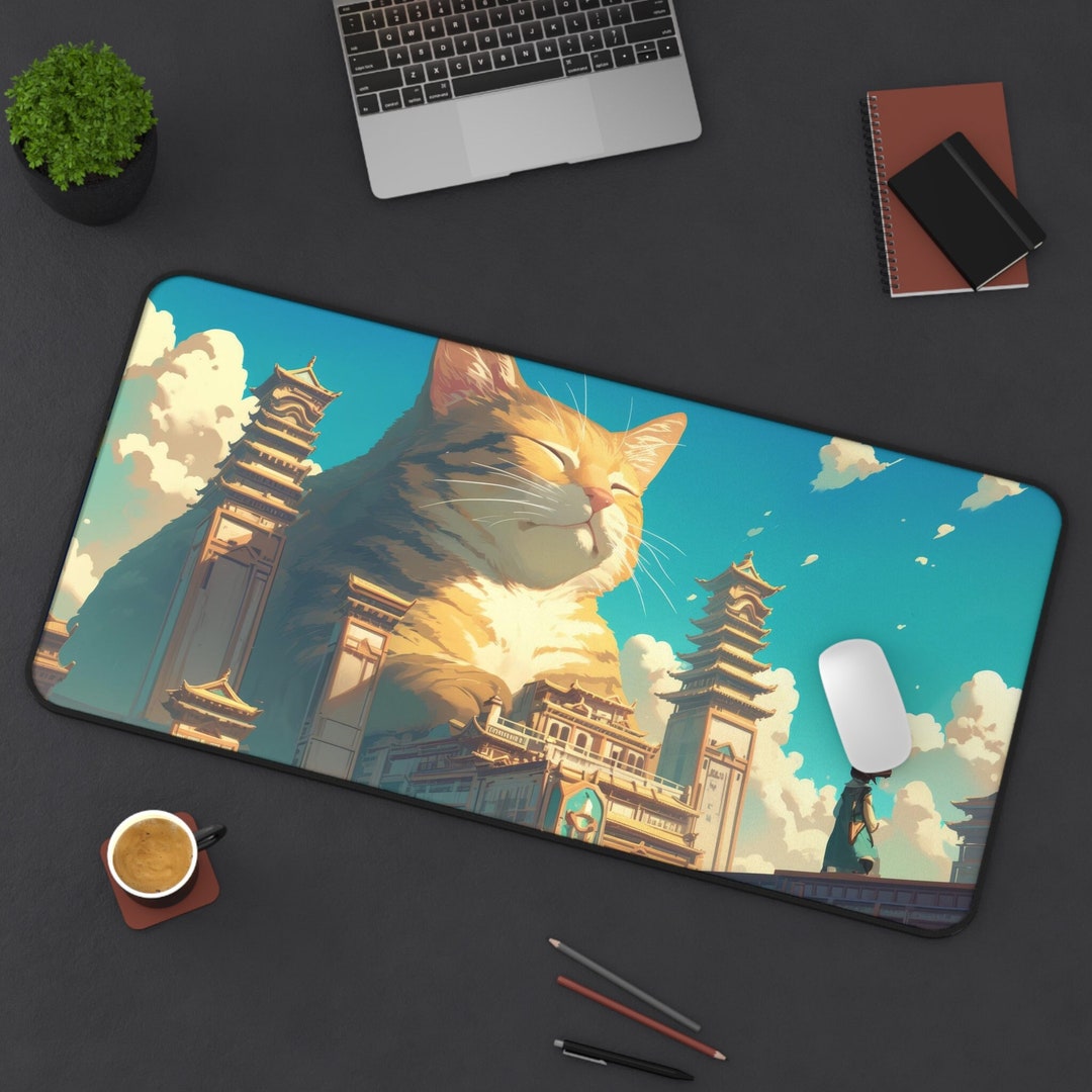 Gigantic Cat Desk Mat, Napping Tabby Cat, Large Mouse Pad, Aesthetic Mousepad, Deskmat, Cute ...