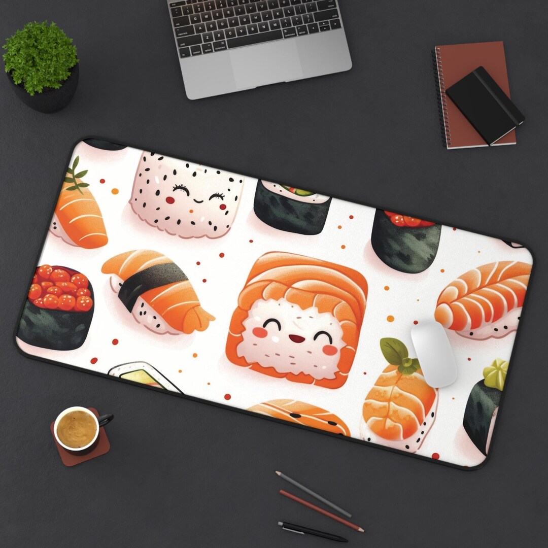 Kawaii Sushi Desk Mat - Cute Japanese Food and Anime Design, Large ...
