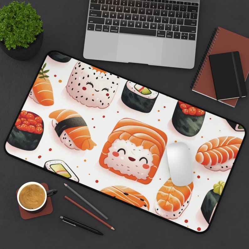 Kawaii Sushi Desk Mat - Cute Japanese Food and Anime Design, Large ...