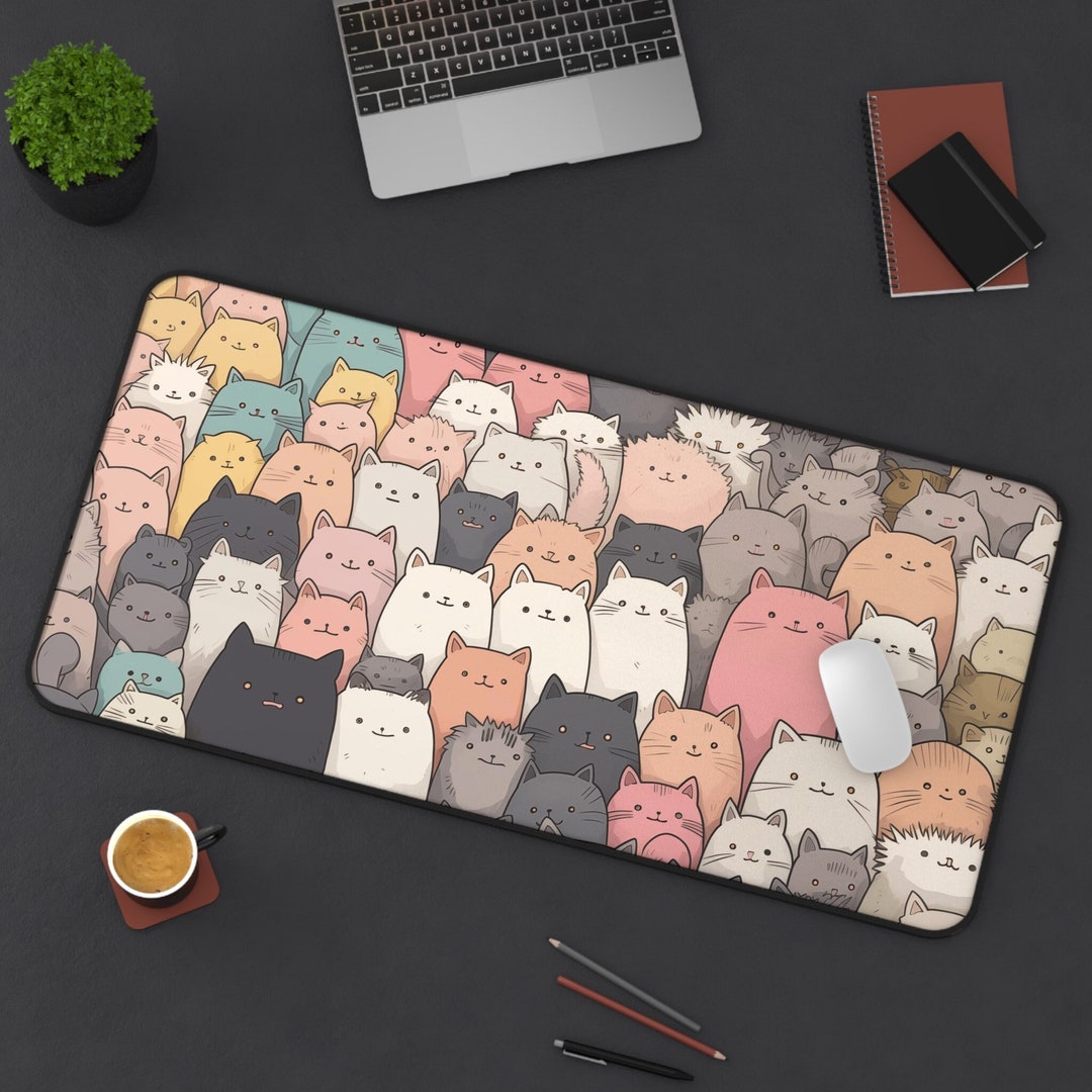 Cat Legion Desk Mat - Bundles of Joy, Large Mouse Pad, Aesthetic Mousepad, Deskmat, Cute Desk ...