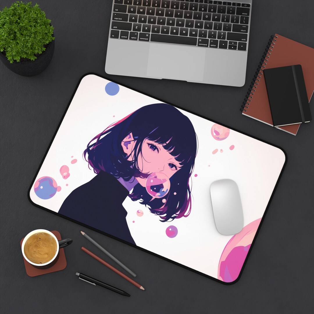 Waifu Desk Mat, Minimalist Cool Girl, Large Mouse Pad, Aesthetic ...