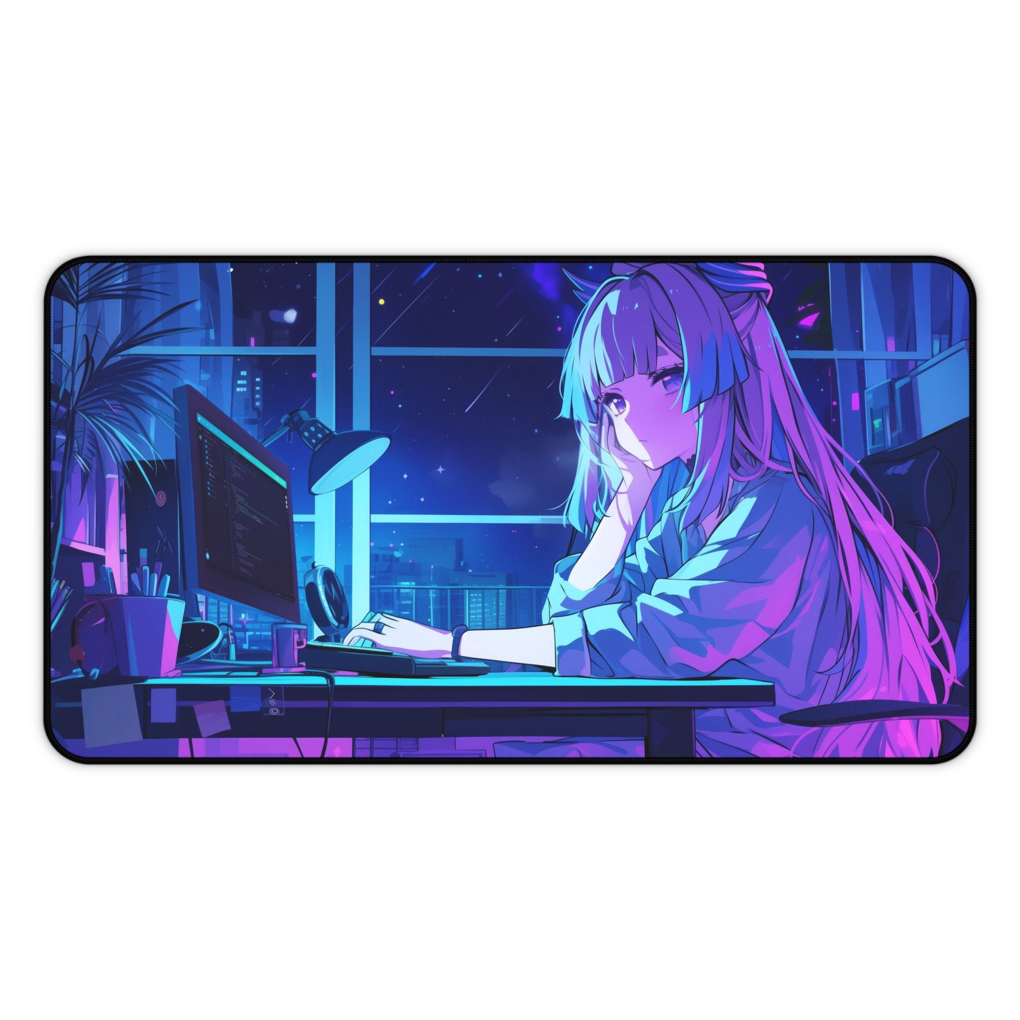 Waifu Desk Mat, Gamer Girl Kokomi in Casual, Large Mouse Pad, Genshin ...