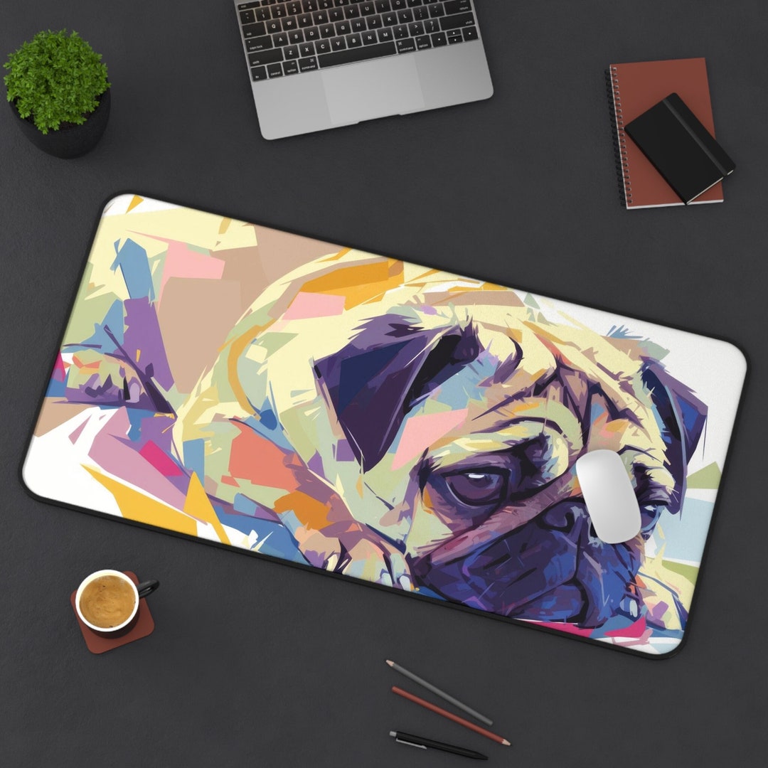 Sad Pug Desk Mat - Droopy Doggo, Large Mouse Pad, Aesthetic Mousepad ...