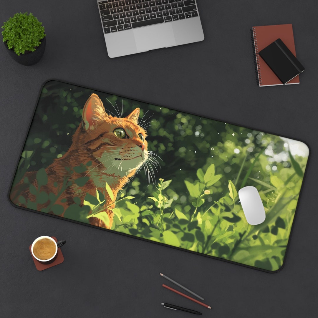 Aesthetic Cat Desk Mat, High-detail, Large Mouse Pad, Aesthetic ...