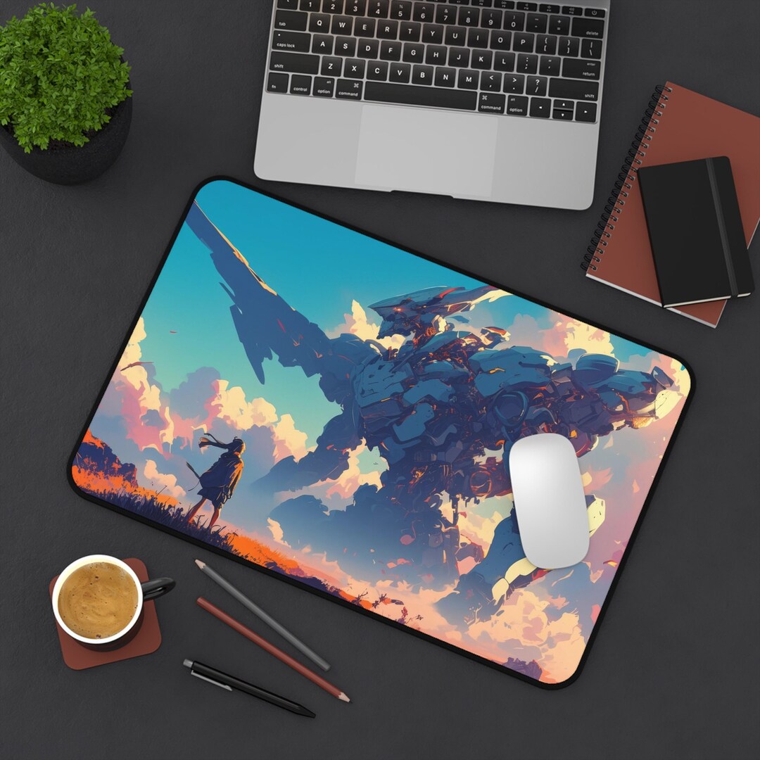 Anime Desk Mat, Giant Mecha Motif, Large Mouse Pad, Aesthetic Mousepad ...