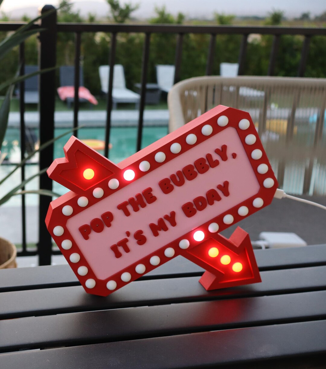 Pop the Bubbly LED Birthday Sign | Birthday Decor | Fun Birthday Party ...