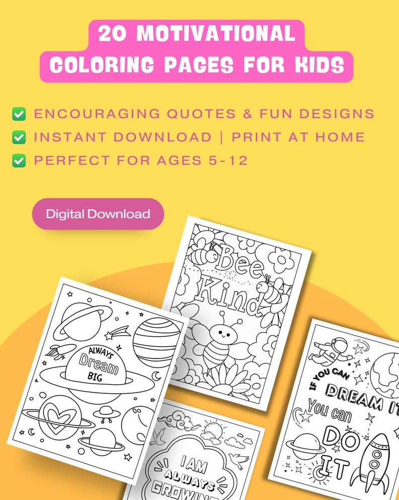 20 Motivational Coloring Pages for Kids | Printable Positive Quotes ...