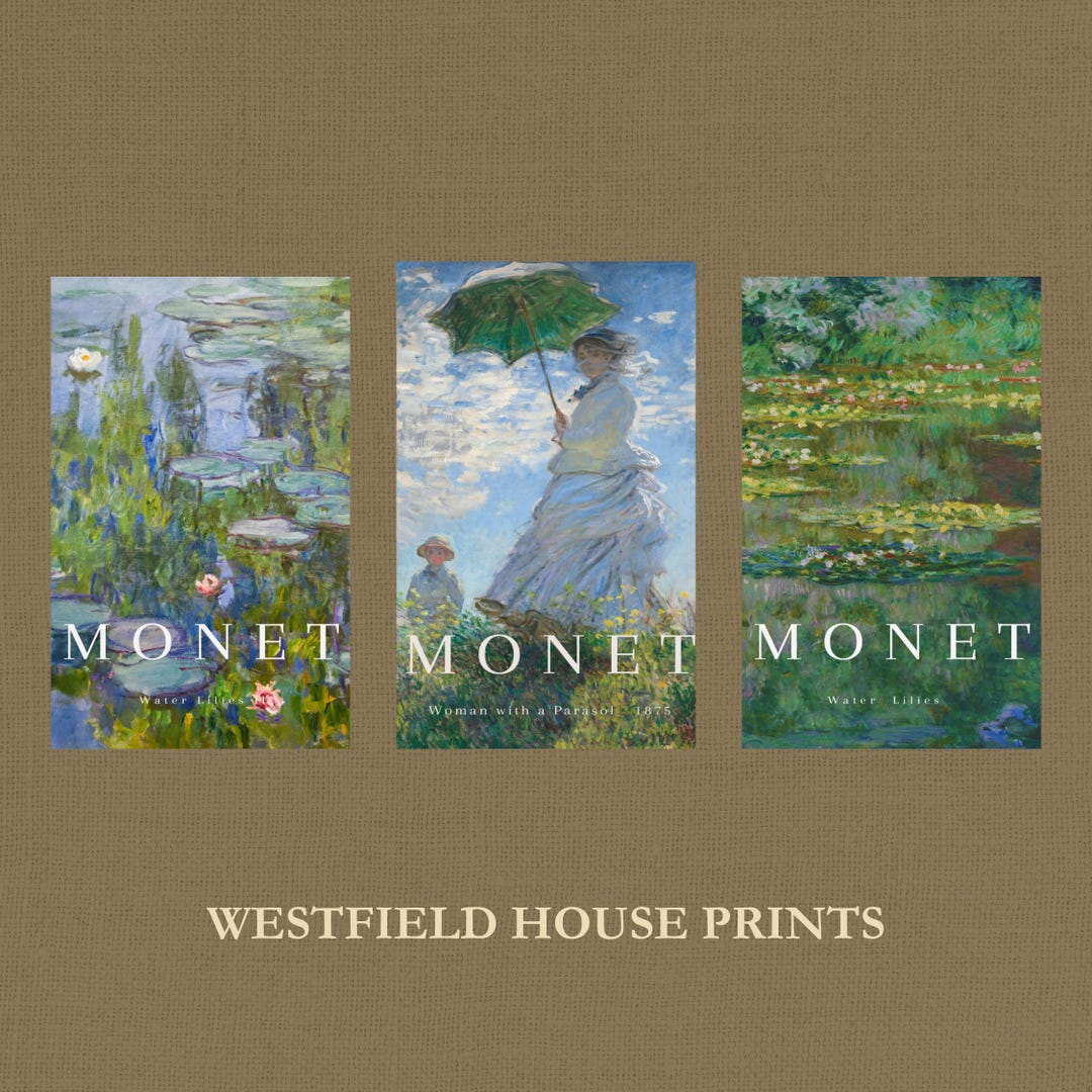 Monet Prints Gallery Wall Set: Impressionist French Country Decor ...