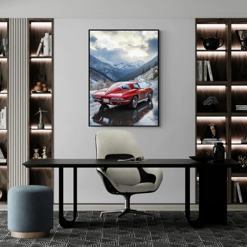Red Corvette Stingray Digital Download Poster, 1963 Split Window Vette ...