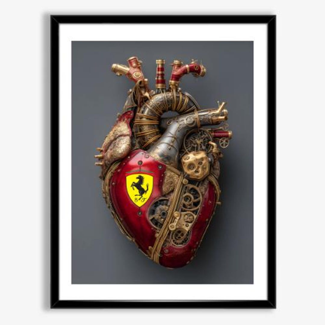 Steampunk Ferrari Heart Digital Download Airbrush Print, Mechanical ...