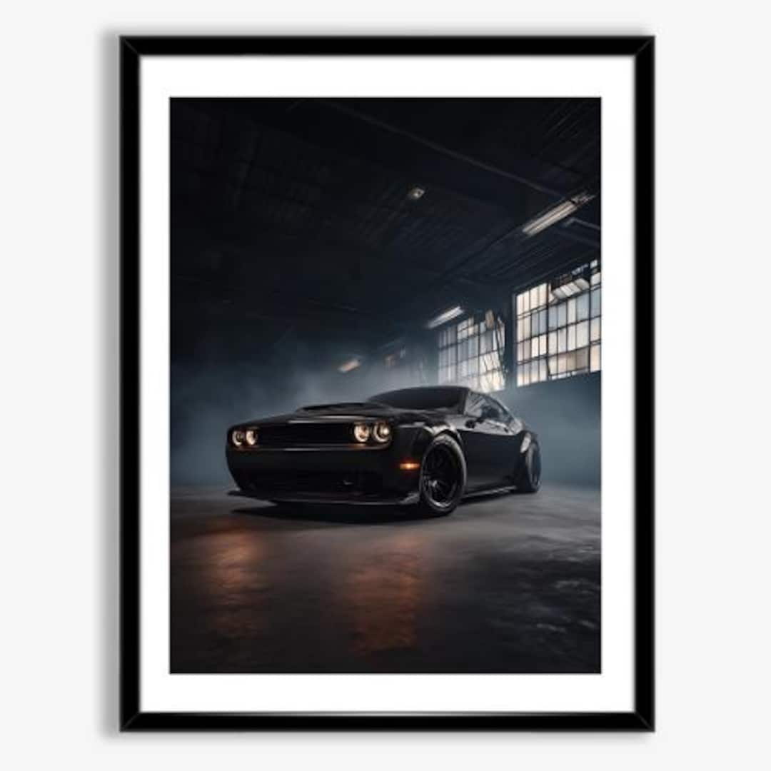 Hellcat Poster: Moody Industrial Garage, Muscle Car Decor (digital ...