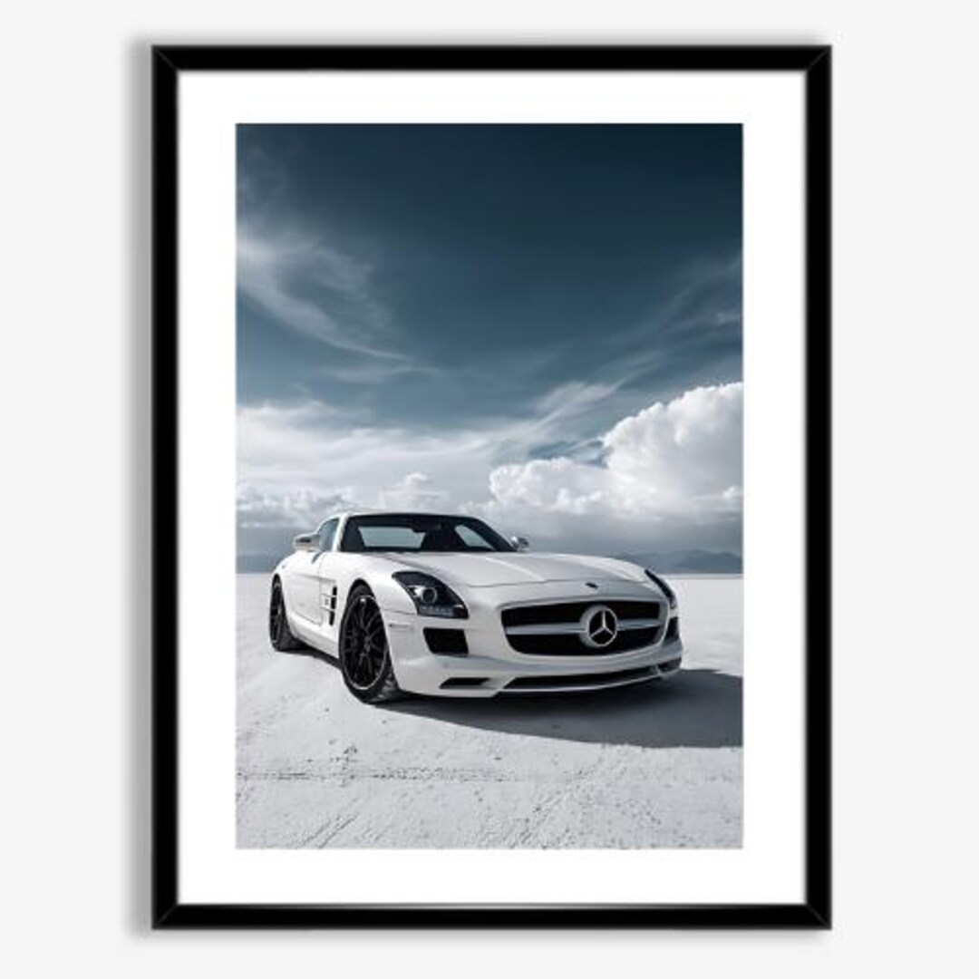 Mercedes SLS AMG White Supercar Photography, Luxury Car Poster (digital ...