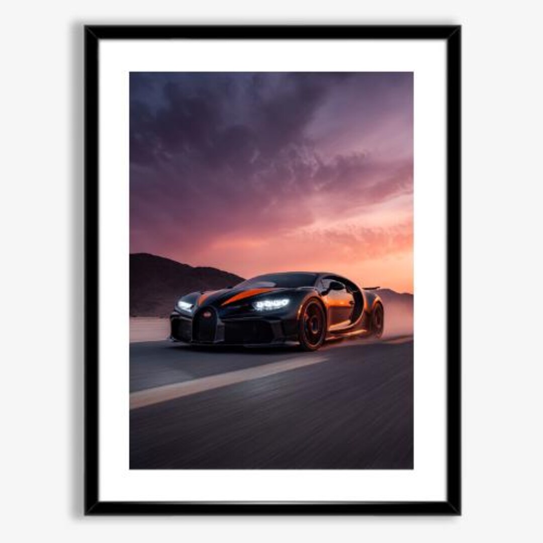 Bugatti Chiron Sunset Print, Supercar Photography Artwork (digital ...