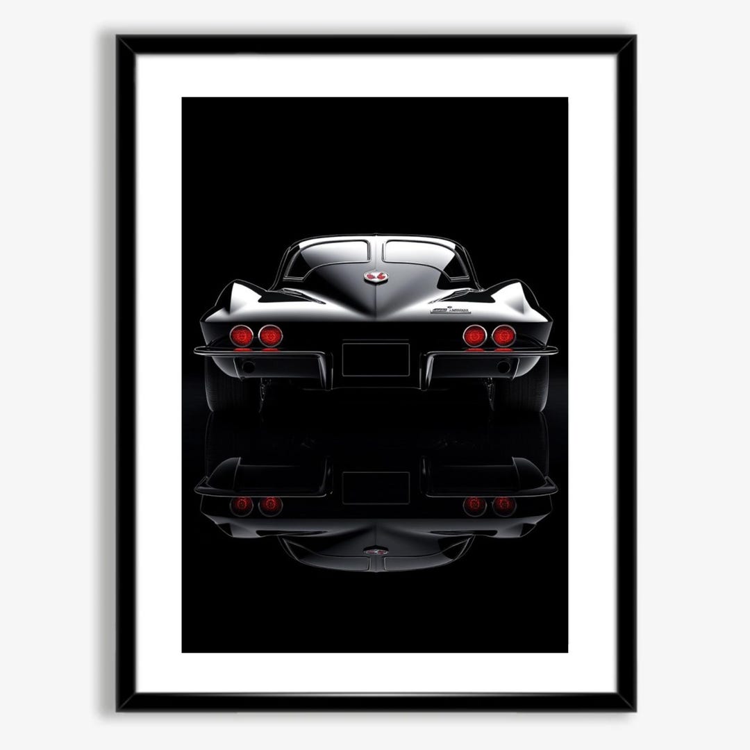 Black Corvette Stingray Digital Download Poster, 1963 Split Window ...