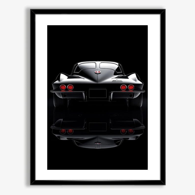 Black Corvette Stingray Digital Download Poster, 1963 Split Window ...